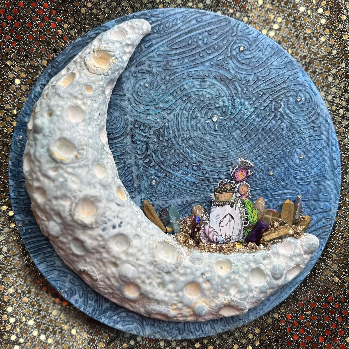 Shine Bright Mixed Media Moon Canvas – thermoweb.com