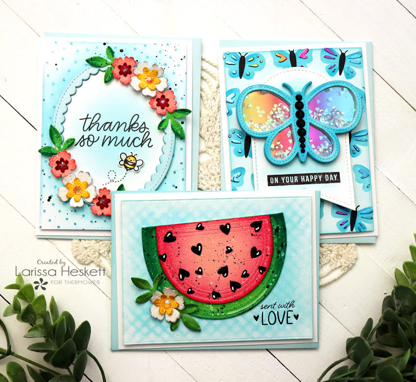 Summery Cards with Foil Accents and Pretty Pink Posh – thermoweb.com