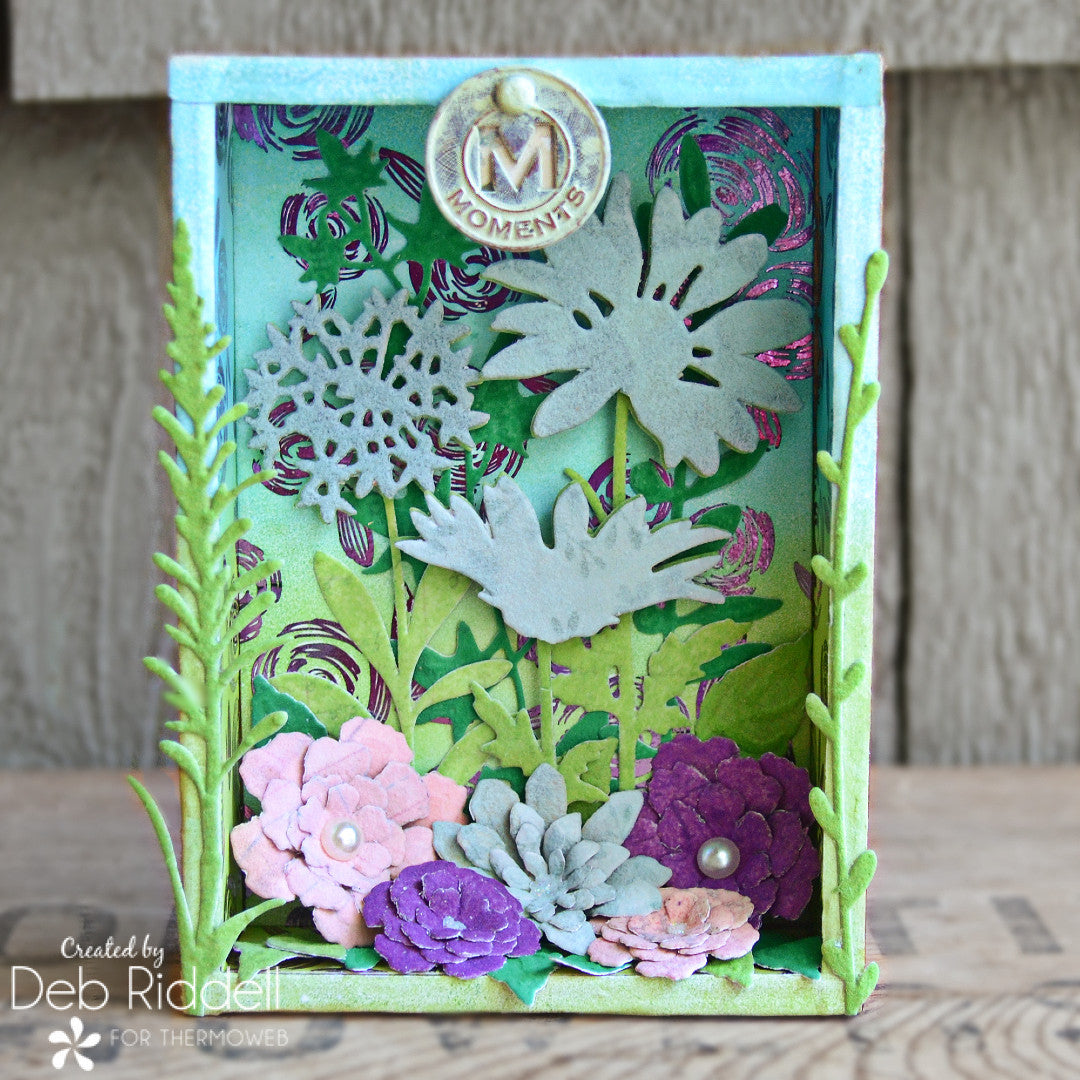 Floral Moments Altered Vignette Box With Deco Foil Flock – thermoweb.com