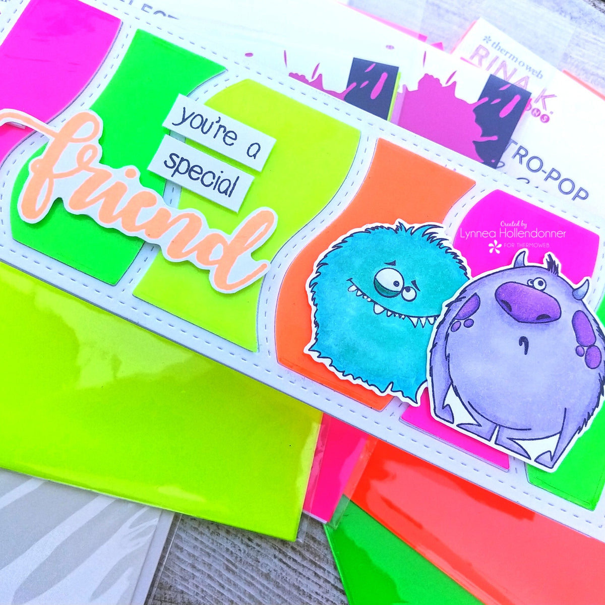 Kooky Monsters Slimline Card with Neon Enamels – thermoweb.com